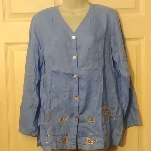 David Dart | Tops | David Dart Blue Needle Point Embroidered Shirt M ...